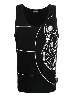 PLEIN SPORT Tiger Print Tank Top - Black