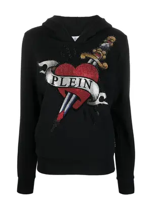 Philipp Plein Crystal-embellished Logo Hoodie - Black