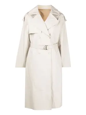 YVES SALOMON Silk Belted Trench Coat - Neutrals