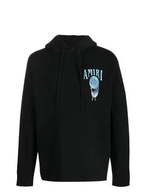 Amiri Graphic-embroidered Cotton Hoodie - Black