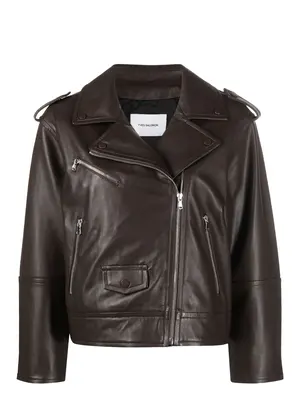 YVES SALOMON Leather Flight Jacket - Brown