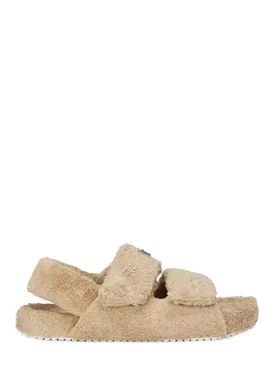 Dolce & Gabbana Faux-fur Sandals - Neutrals