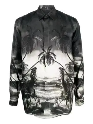 Philipp Plein Dinosaur-print Silk Shirt - Black