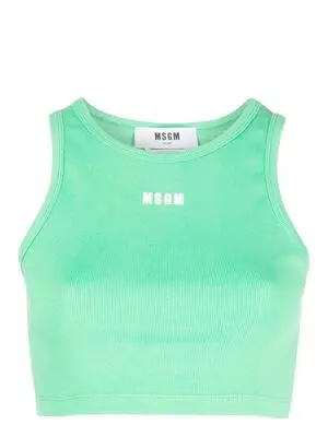 MSGM Logo Sleeveless Top - Green