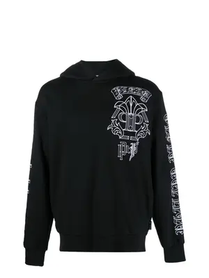 Philipp Plein Skull-print Logo Hoodie - Black