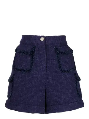 EDWARD ACHOUR PARIS Tweed Pocketed Shorts - Blue