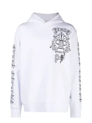 Philipp Plein Skull-print Embroidered Hoodie - White