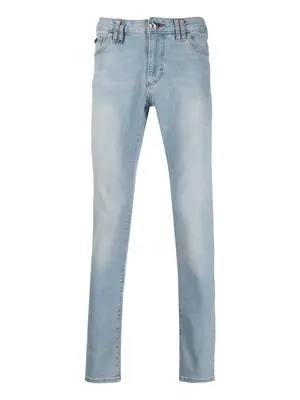 Philipp Plein Logo-plaque Slim-leg Jeans - Blue