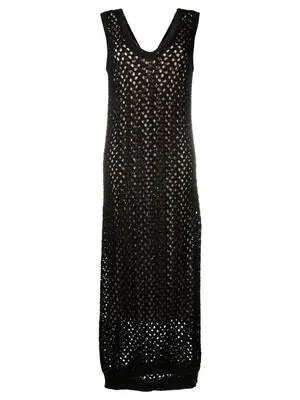 Brunello Cucinelli Open-knit Maxi Dress - Black