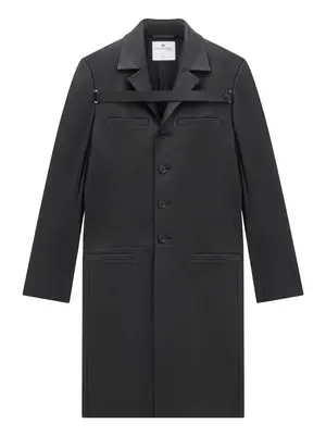 COURREGES Single-breasted Leather Coat - Black