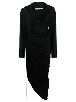 Alexander Wang Asymmetric V-neck Dress - Black