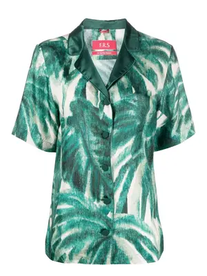 F.R.S FOR RESTLESS SLEEPERS Palmtree-print Silk Shirt - Green