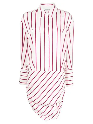 Attico Hatty Striped Draped Dress - White