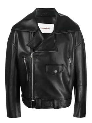 Nanushka Zipped Biker Jacket - Black