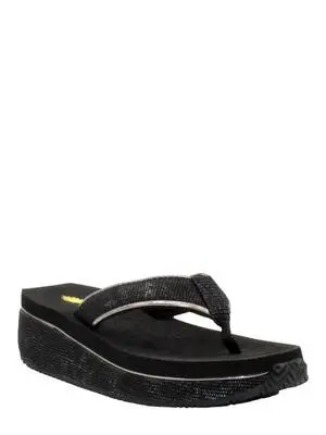 VOLATILE Volatile Neville Platform Flip Flop Black Metallic Faux Leather