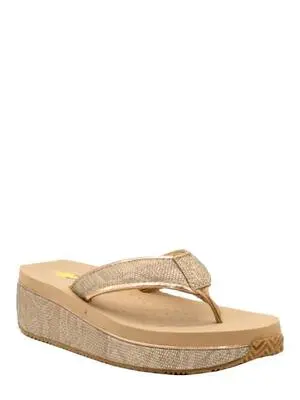 VOLATILE Volatile Neville Platform Flip Flop Champagne Faux Leather