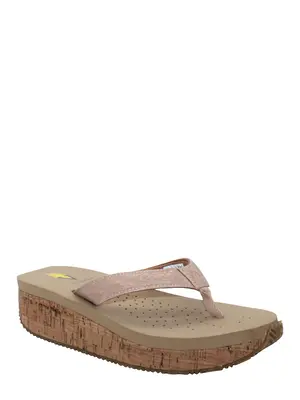 VOLATILE Volatile Neville Platform Flip Flop Nude Snake Print