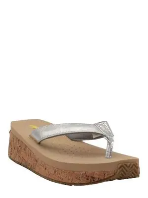 VOLATILE Volatile Neville Platform Flip Flop Silver Faux Leather