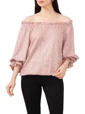 Chaus Metallic Off-the-shoulder Blouse - Mauve/ Silver