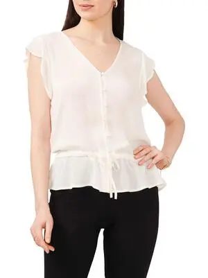 Chaus Flutter Sleeve Blouse - White