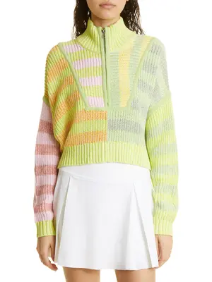 Staud STAUD Hampton Half Zip Crop Sweater Multi Sunray