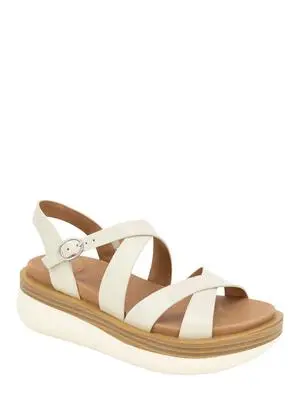 Gentle Souls By Kenneth Cole Strappy Wedge Slingback Sandals - Stone Leather