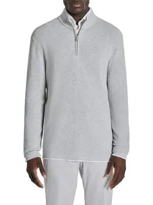 JACK VICTOR Jack Victor Daulac Quarter Zip Pullover Pale Grey