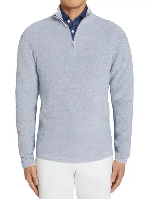 JACK VICTOR Jack Victor Daulac Quarter Zip Pullover Sky Blue