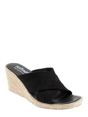 Softwalk SoftWalk® Hastings Espadrille Platform Wedge Slide Sandal Black Suede