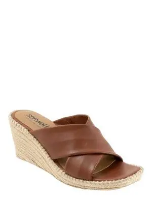 Softwalk SoftWalk® Hastings Espadrille Platform Wedge Slide Sandal Cognac