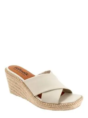 Softwalk SoftWalk® Hastings Espadrille Platform Wedge Slide Sandal Ivory