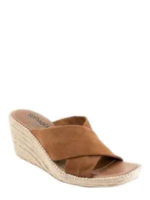 Softwalk SoftWalk® Hastings Espadrille Platform Wedge Slide Sandal Tan Suede