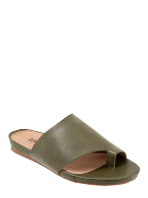 Softwalk SoftWalk® Corsica Leather Slide Sandal Dark Olive