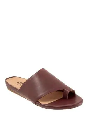 Softwalk SoftWalk® Corsica Leather Slide Sandal Mahogany