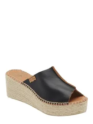 TONI PONS Ivonne Espadrille Platform Wedge Slide Sandal - Black