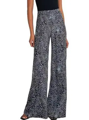 FAVORITE DAUGHTER The Friday High Waist Wide Leg Pants - Cheetah Print - Bl