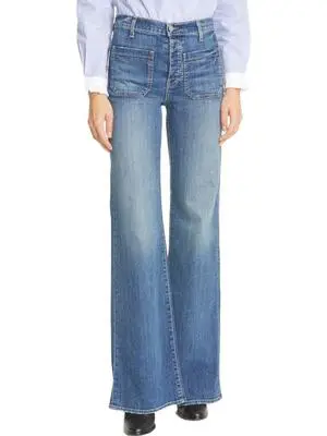 NILI LOTAN Florence Patch Pocket Flare Jeans - Classic Wash