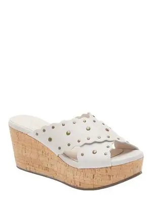CHOCOLAT BLU Studded Platform Wedge Sandal Ice Leather