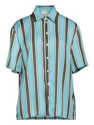 SEMICOUTURE SEMICOUTURE Striped Viscose Shirt Turquoise