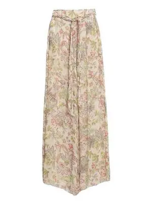 BLUMARINE Floral Print Wide Leg Pants