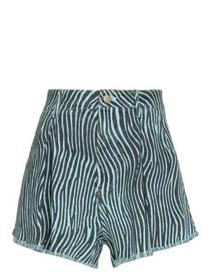 DIMORA Denim Zebra-Print High-Waisted Shorts Blue