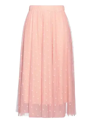PEPITA PEPITA Flared Polka Dot Midi Skirt Blush