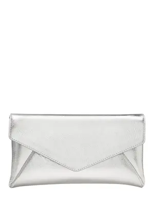 STUART WEITZMAN Mini Envelope Metallic Leather Clutch Bag - Platino