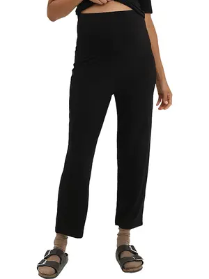 NOM MATERNITY Camilla Ribbed Pants - Black
