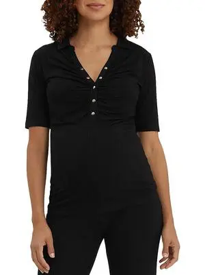NOM MATERNITY Calista Ribbed Nursing Top - Black