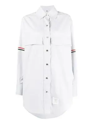 Thom Browne Rwb Stripe Longline Shirt - Grey