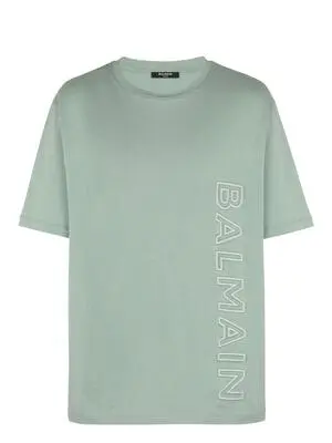 Balmain Logo-embossed Cotton T-shirt - Green