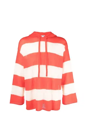 Sunnei Striped Intarsia Knit Hoodie - White