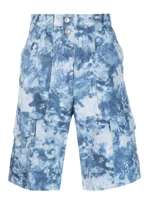MARANT Bleached-effect Cargo Shorts - Blue