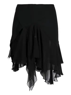 Versace Asymmetric Pleated Skirt - Black